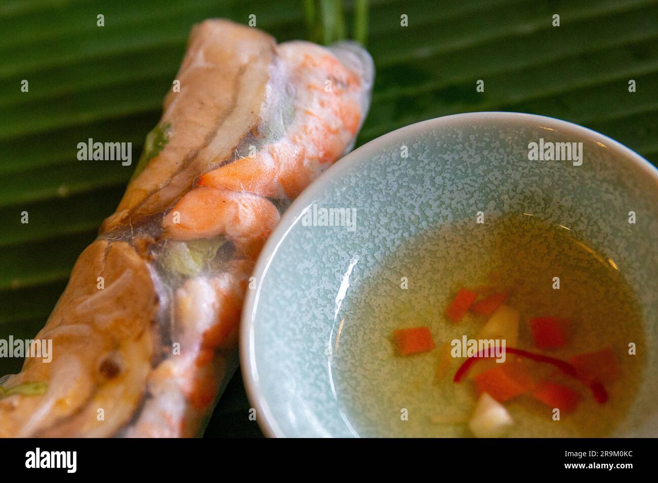 Rolled Spring Roll with fish sauce, pork and shrimp Stock Photo - Alamy