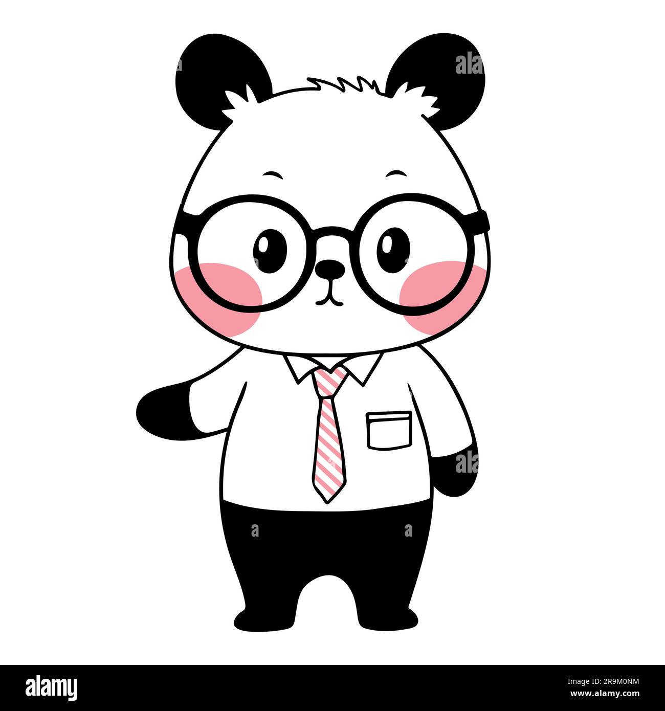 Vector illustration of an adorable panda bear wearing human clothes ...