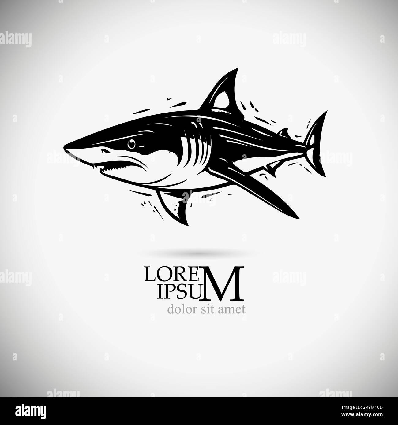 monochrome black shark object. Vector illustration Stock Vector Image ...