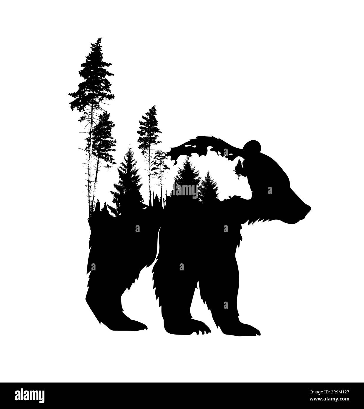 Bear and trees abstract. Vector illustration Stock Vector Image & Art ...