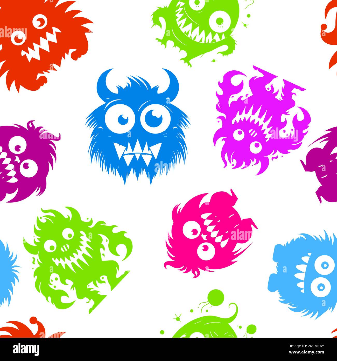 Seamless pattern cute monsters. Vector illustration Stock Vector Image ...