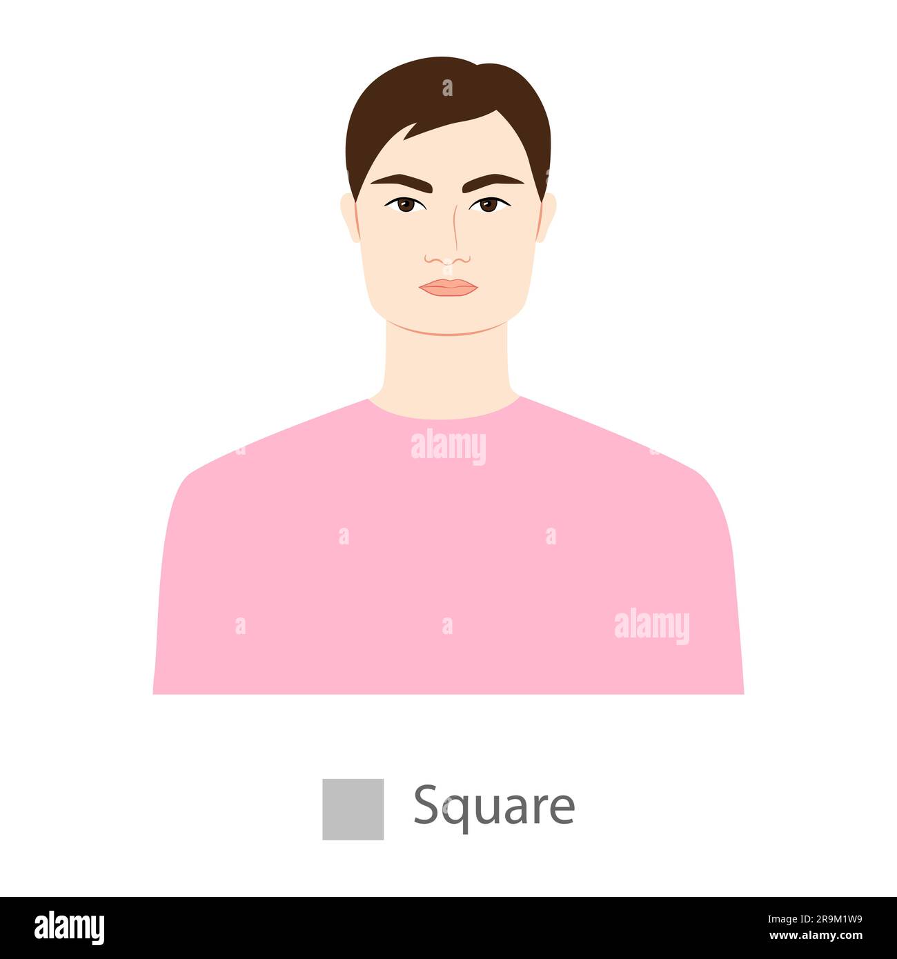 Men face square shape type with text diagram. Male Vector illustration ...