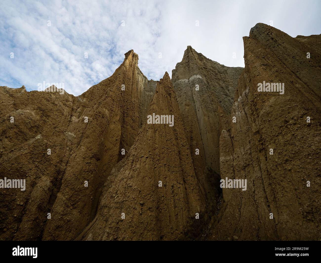 Pillars columns of Omarama Clay Cliffs geological natural erosion silt ...