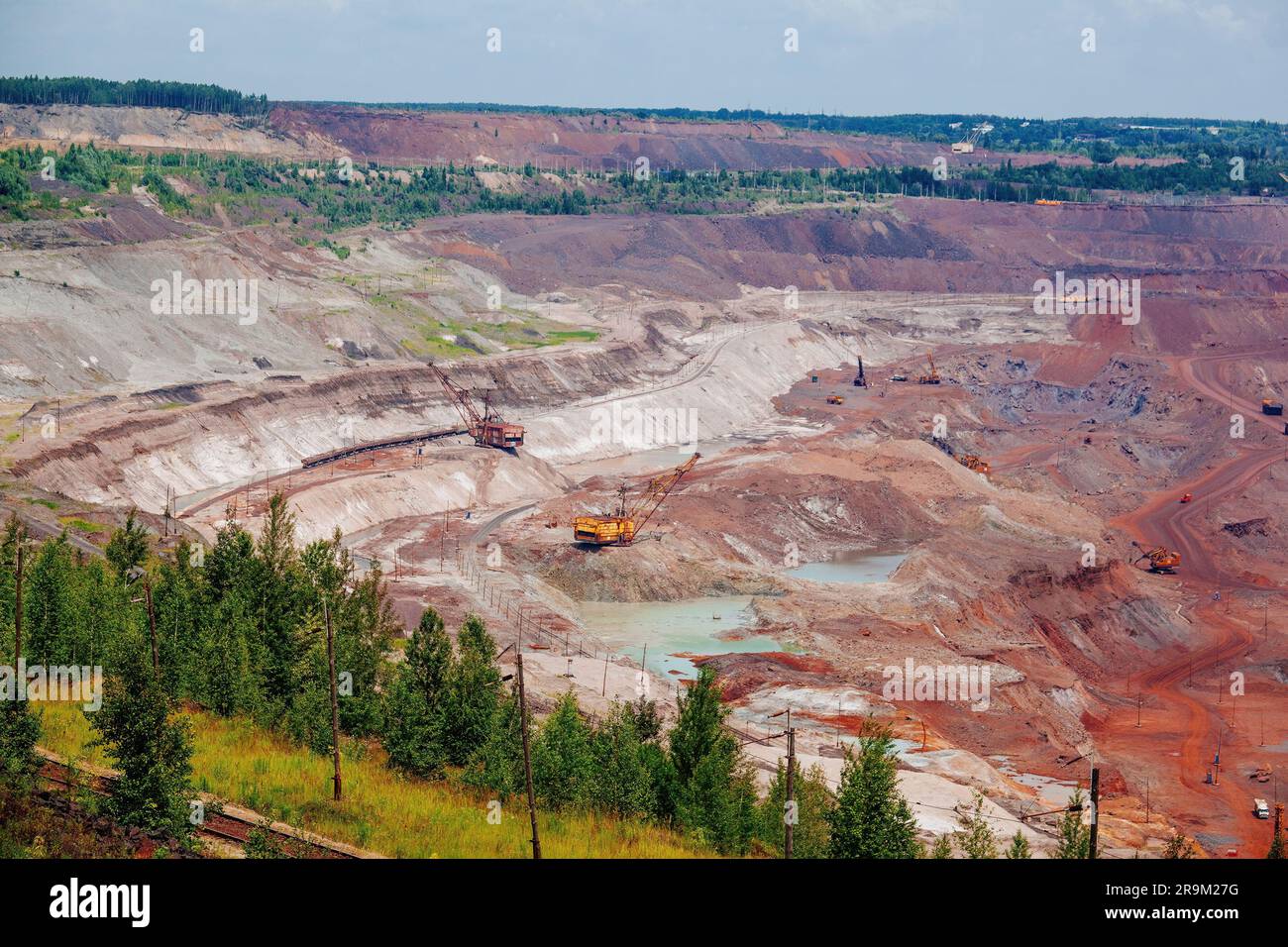 Open pit mine in mining and processing plant, aerial view Stock Photo ...