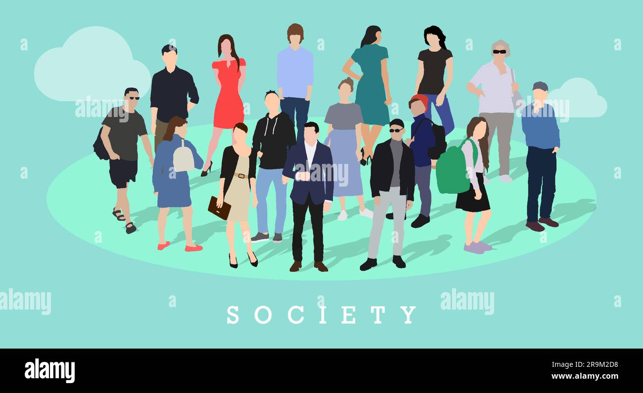 Society concept. A small circle of people of different ages and skin ...