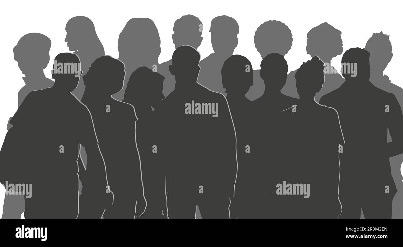 A small group of adults of different ages. Diverse people group ...