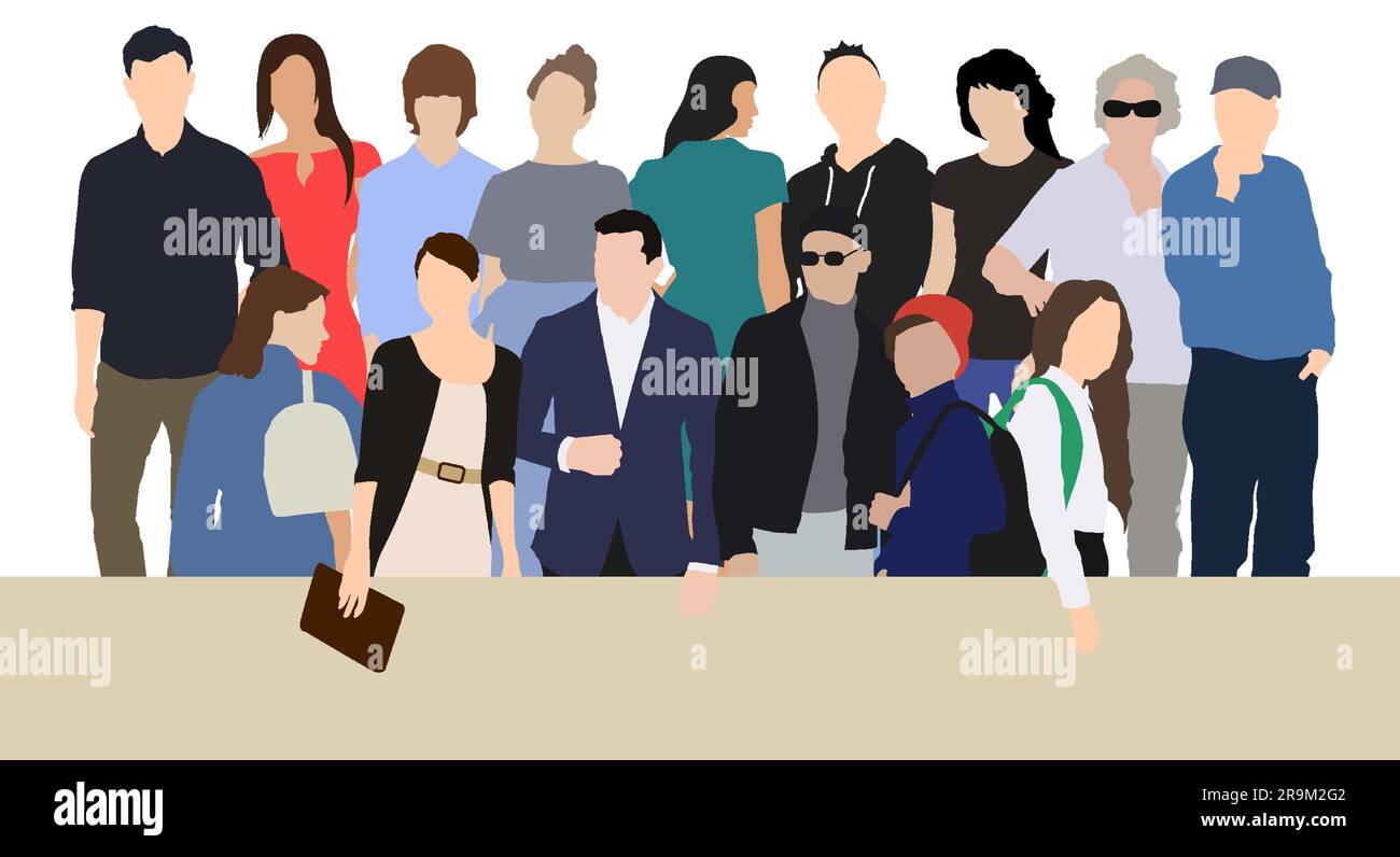 Society poster template. Diverse people group. Place for a slogan. Flat ...