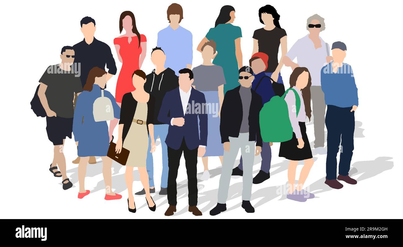 Society concept. A small circle of people of different ages and skin ...