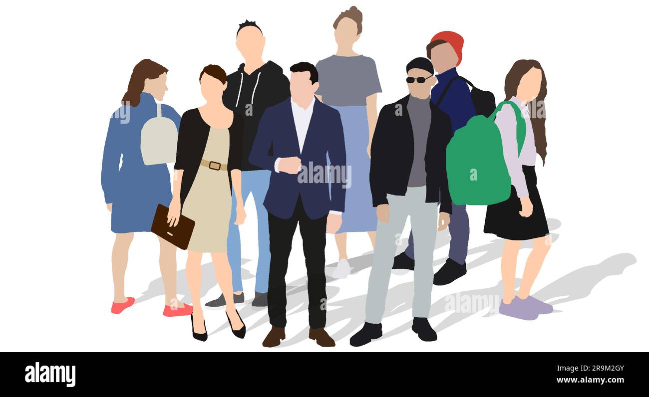 Society concept. A small circle of people of different ages and skin ...