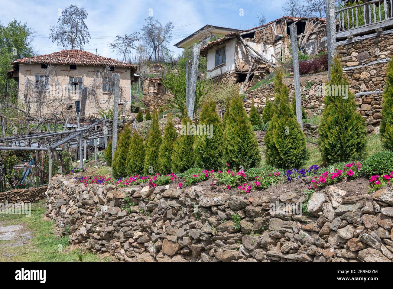 Panorama of Village of Dolene at Ograzhden Mountain, Blagoevgrad Region ...