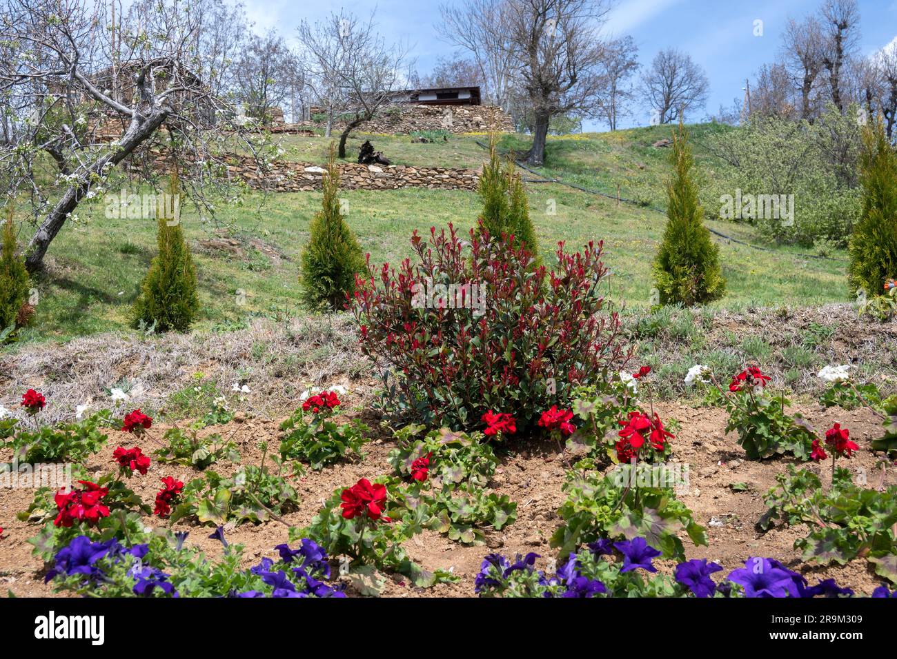 Panorama of Village of Dolene at Ograzhden Mountain, Blagoevgrad Region ...