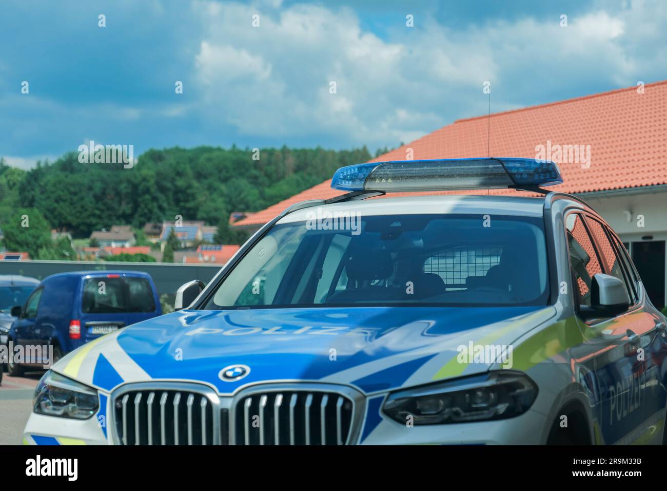 BMW police car. Germany, Bavaria, June, 2023. Police transport in ...