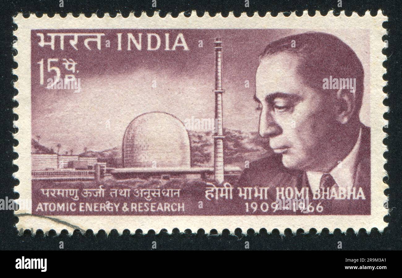 INDIA - CIRCA 1966: stamp printed by India, shows Homi Bhabha and ...