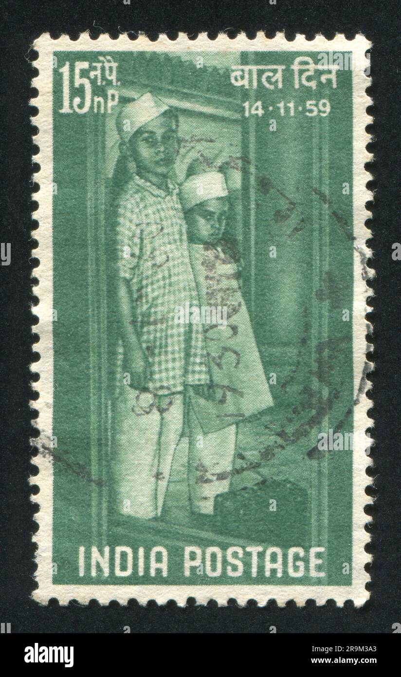 INDIA - CIRCA 1959: stamp printed by India, shows two boys, circa 1959 ...