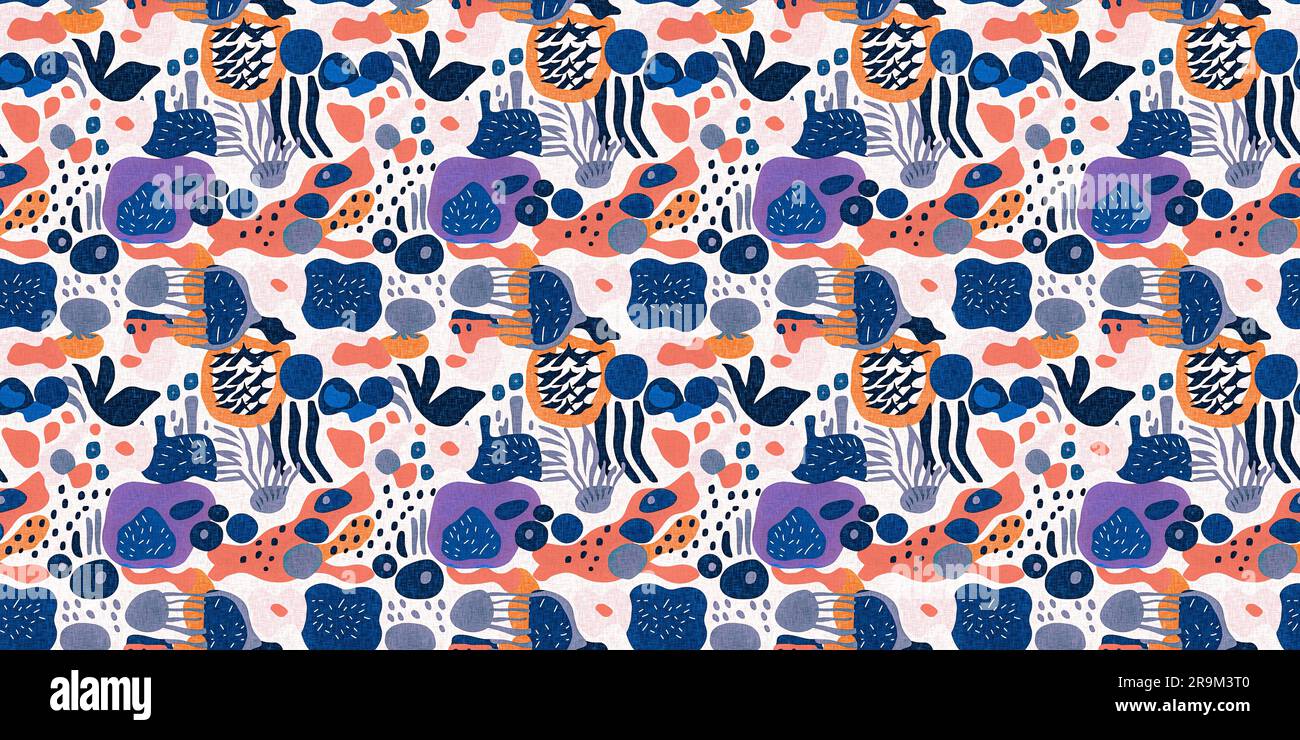 Fun modern coastal pattern clash fabric border print for summer beach ...