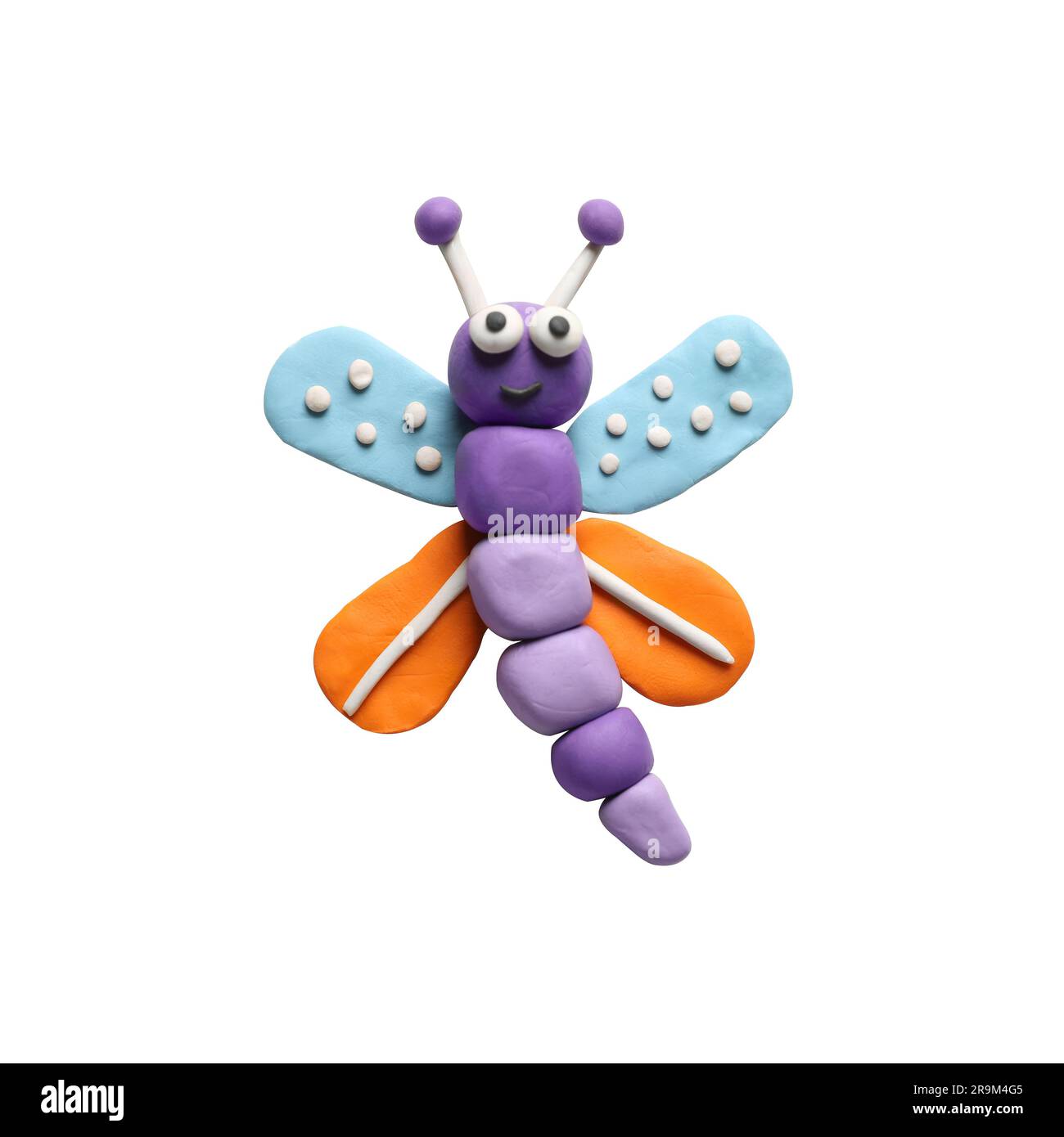 Colorful plasticine butterfly isolated on white, top view Stock Photo ...