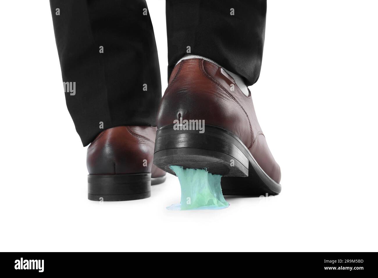 Man stepping into chewing gum on white background, closeup Stock Photo ...