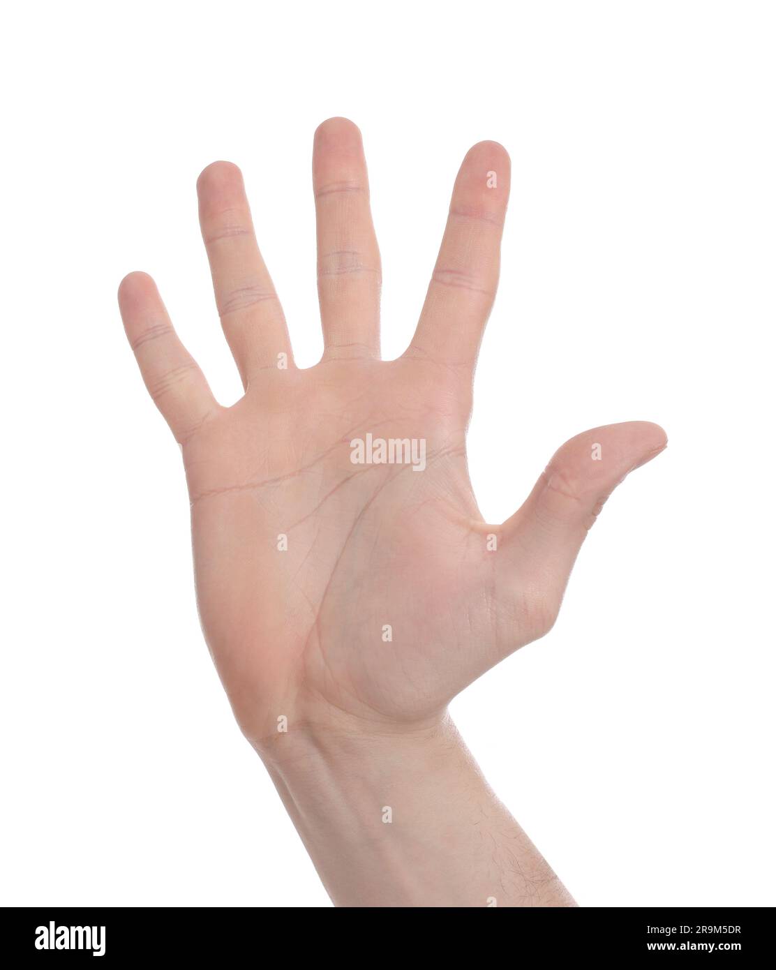 Man giving high five on white background, closeup of hand Stock Photo ...