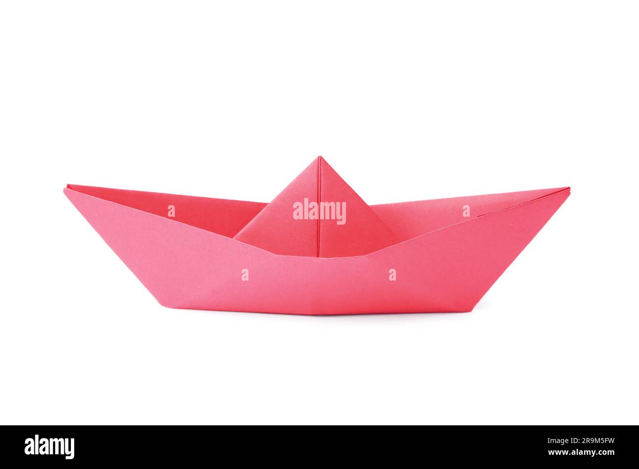 Red paper boat isolated on white. Origami art Stock Photo - Alamy