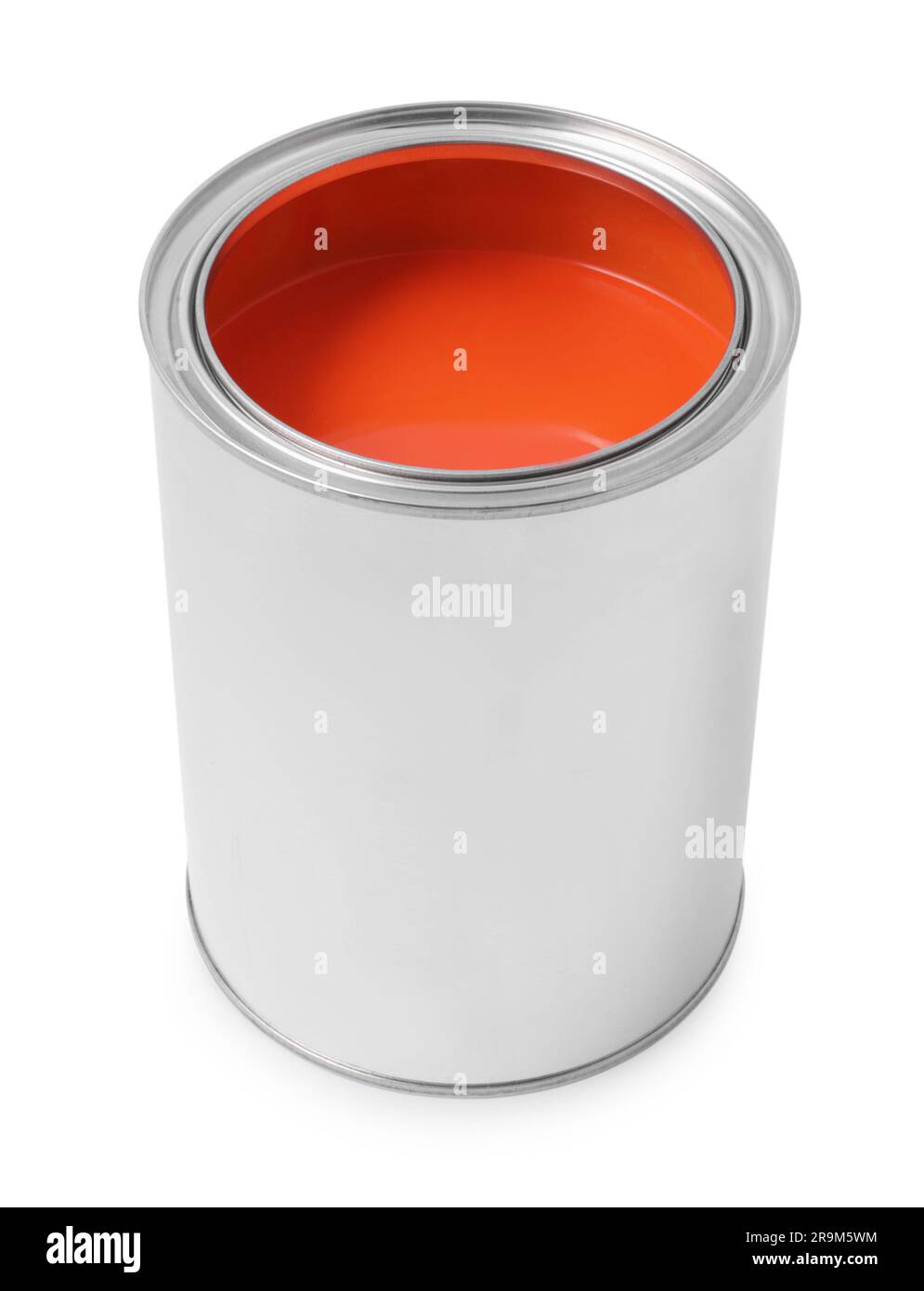 Can of orange paint isolated on white Stock Photo - Alamy
