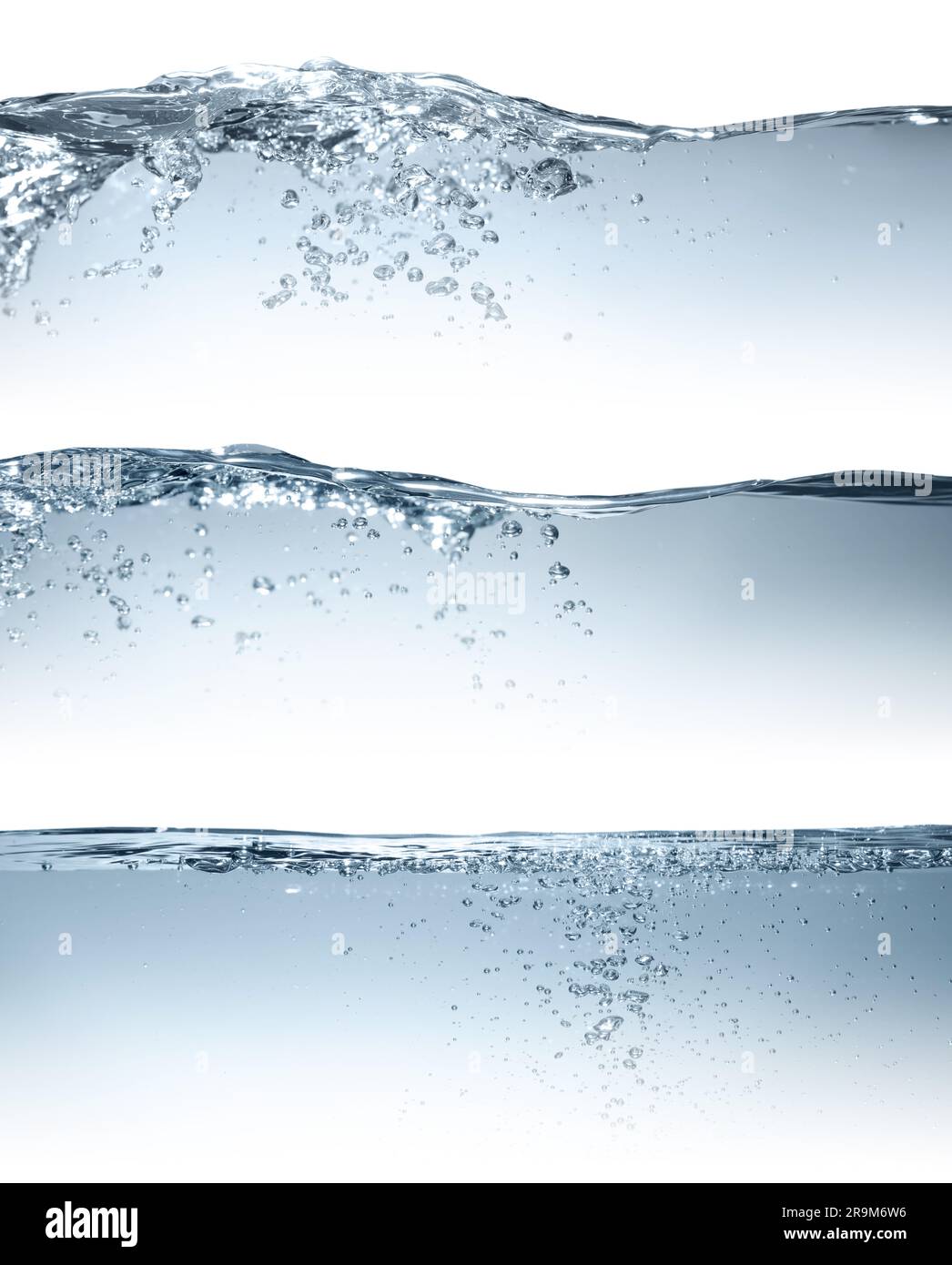 Collage with different beautiful water waves on white background Stock ...