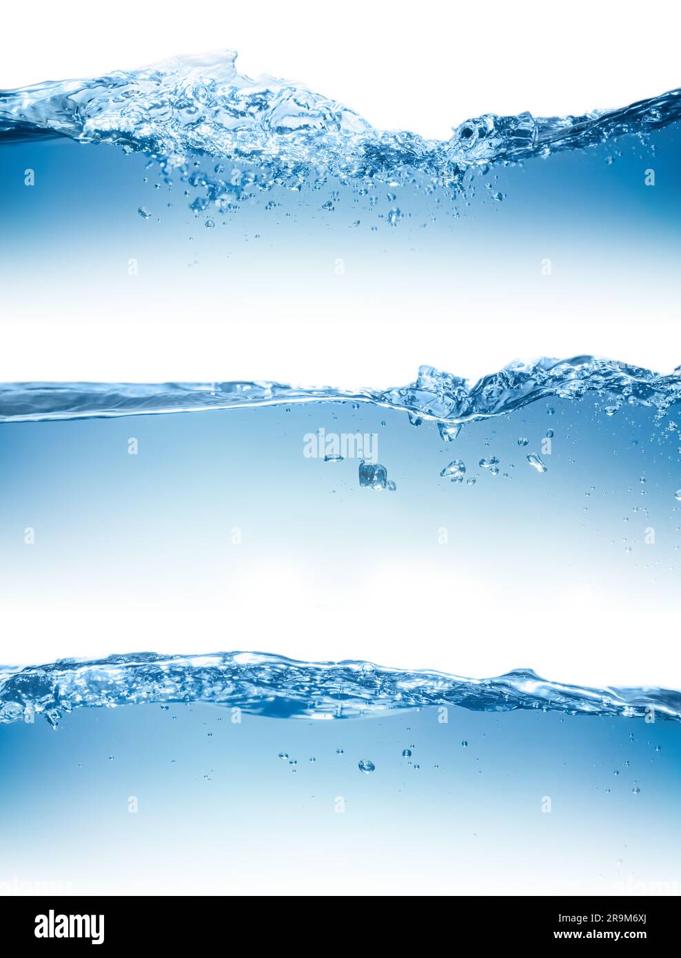 Collage with different beautiful water waves on white background Stock ...