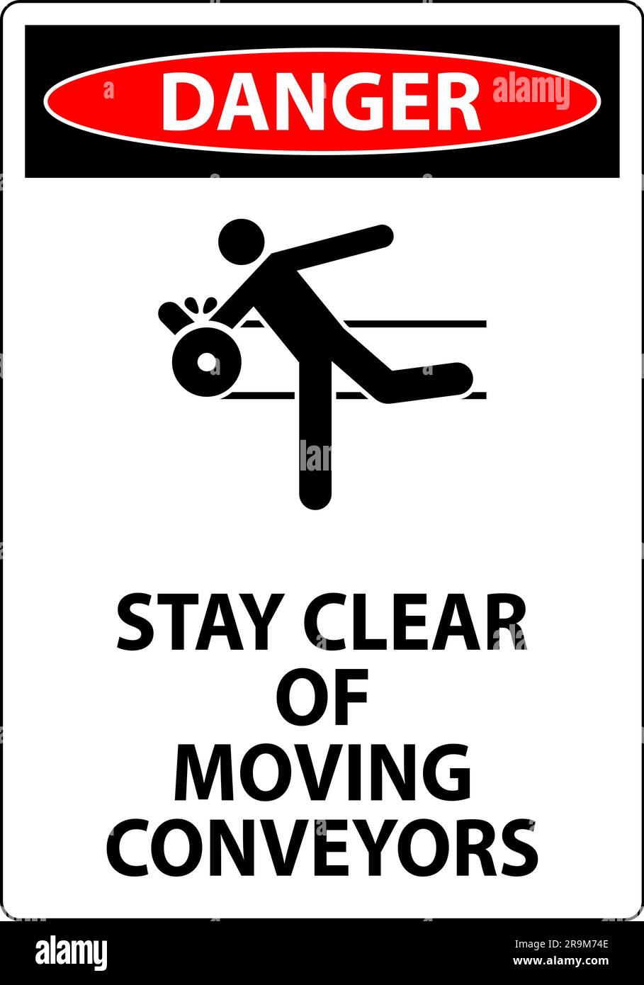 Danger sign moving conveyor hi-res stock photography and images - Alamy