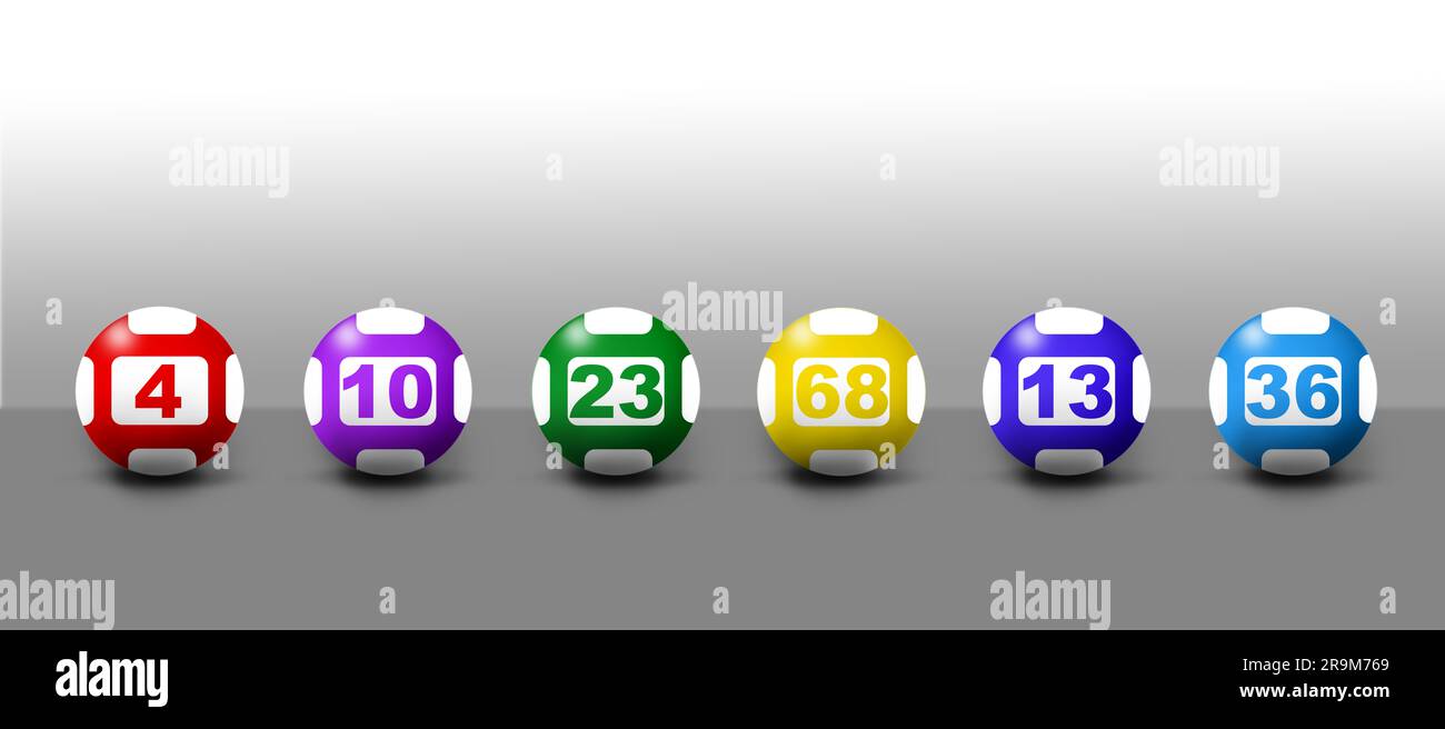 Set of lottery balls with numbers on grey background Stock Photo - Alamy