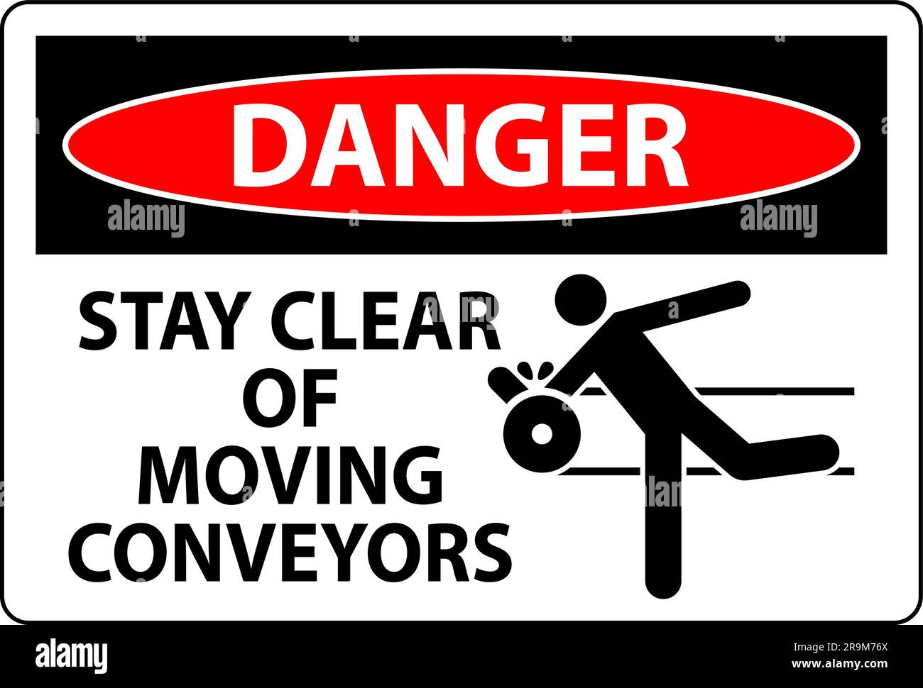 Danger Sign Moving Conveyors Stay Clear Stock Vector Image & Art - Alamy