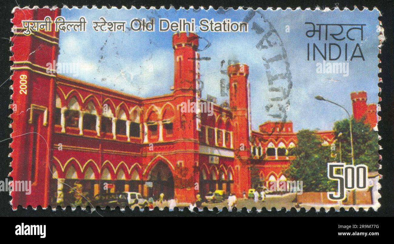 INDIA - CIRCA 2009: stamp printed by India, shows Old Delhi station ...
