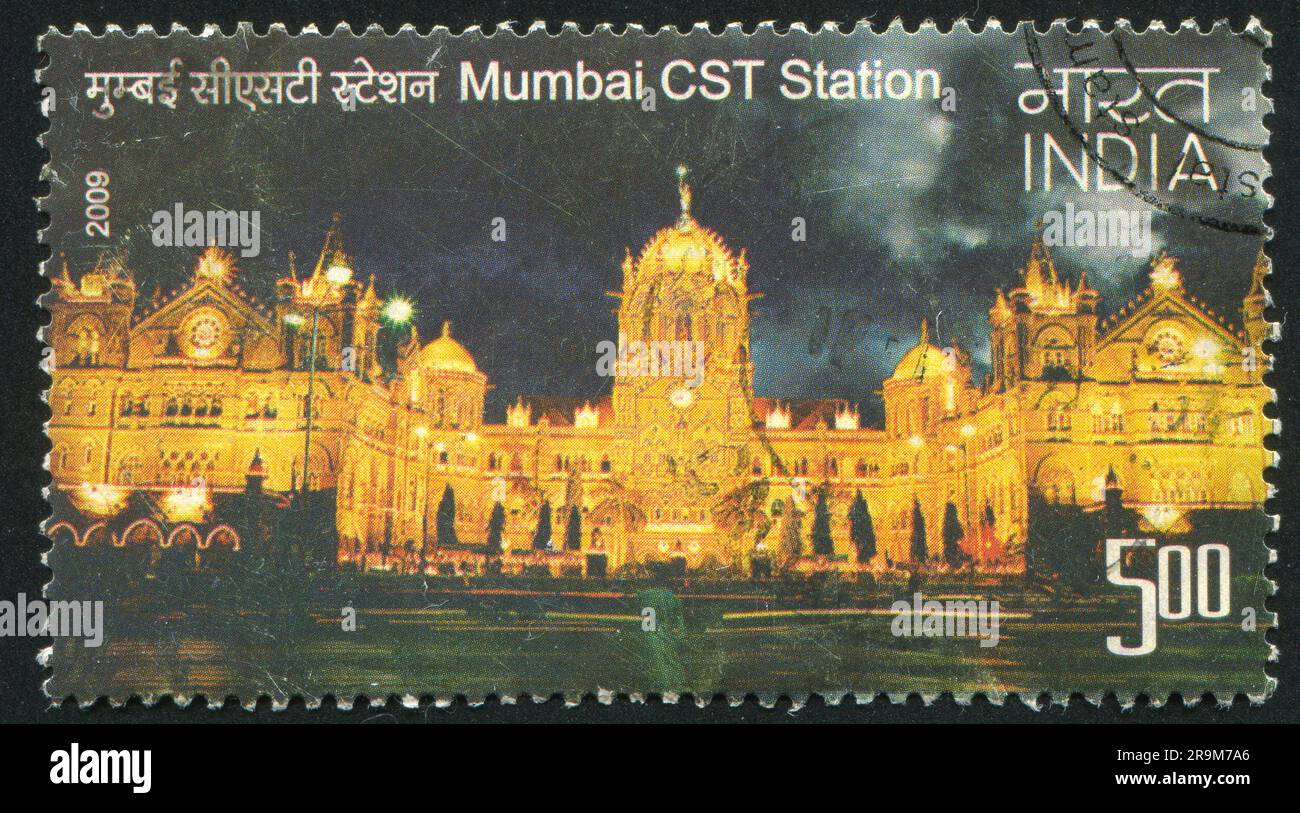 INDIA - CIRCA 2009: stamp printed by India, shows Mumbai CST station ...