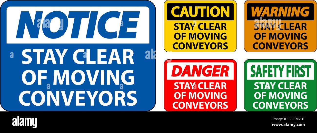 Warning sign moving conveyor hi-res stock photography and images - Alamy