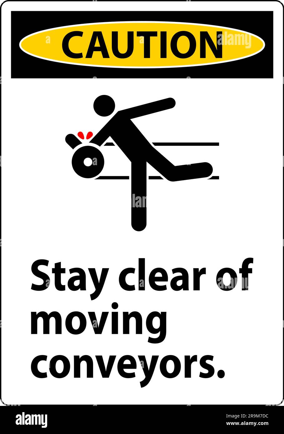 Caution sign moving conveyor hi-res stock photography and images - Alamy