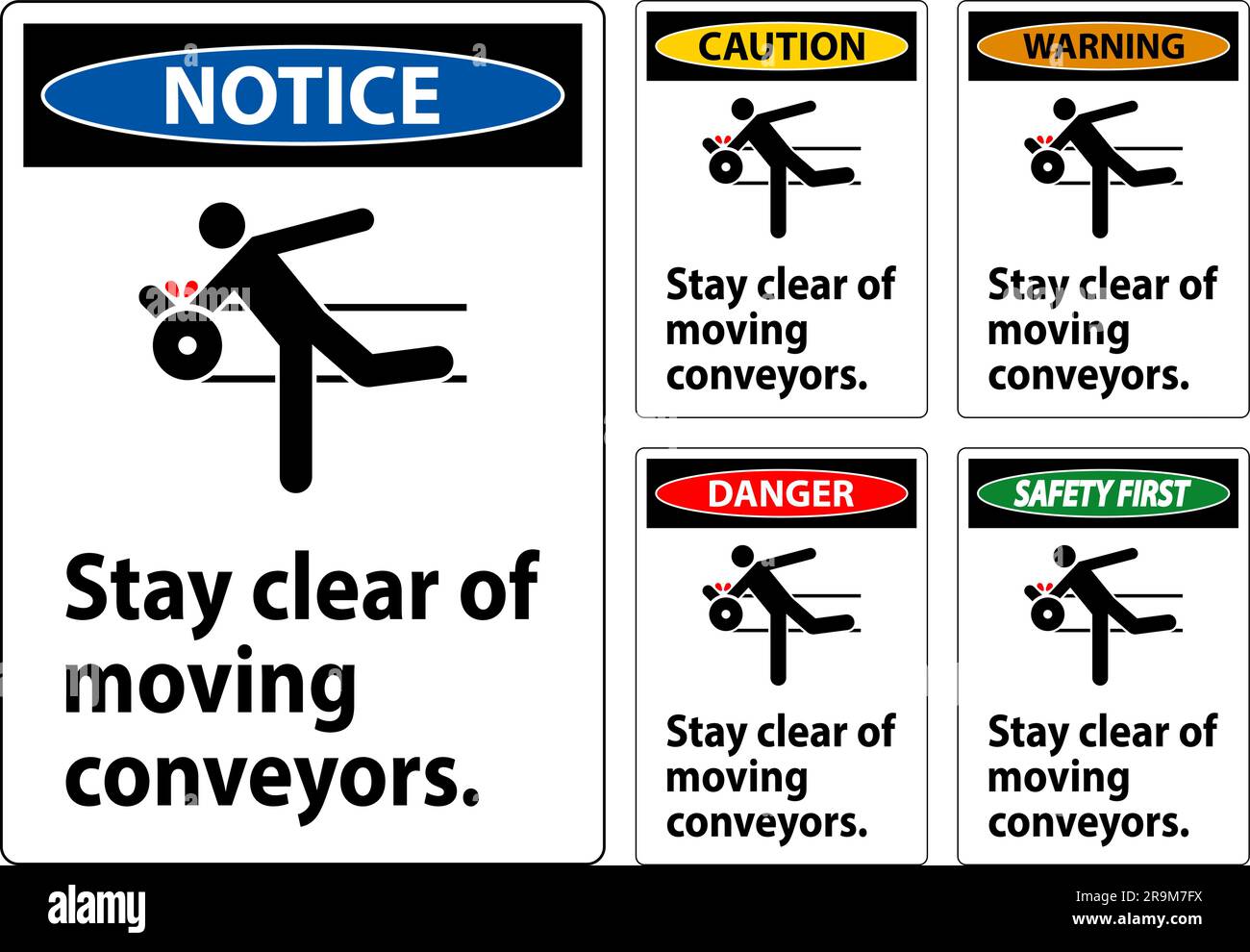Warning Sign Moving Conveyors Stay Clear Stock Vector Image & Art - Alamy