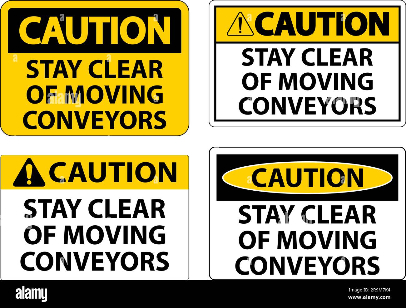 Caution Sign Moving Conveyors Stay Clear Stock Vector Image & Art - Alamy