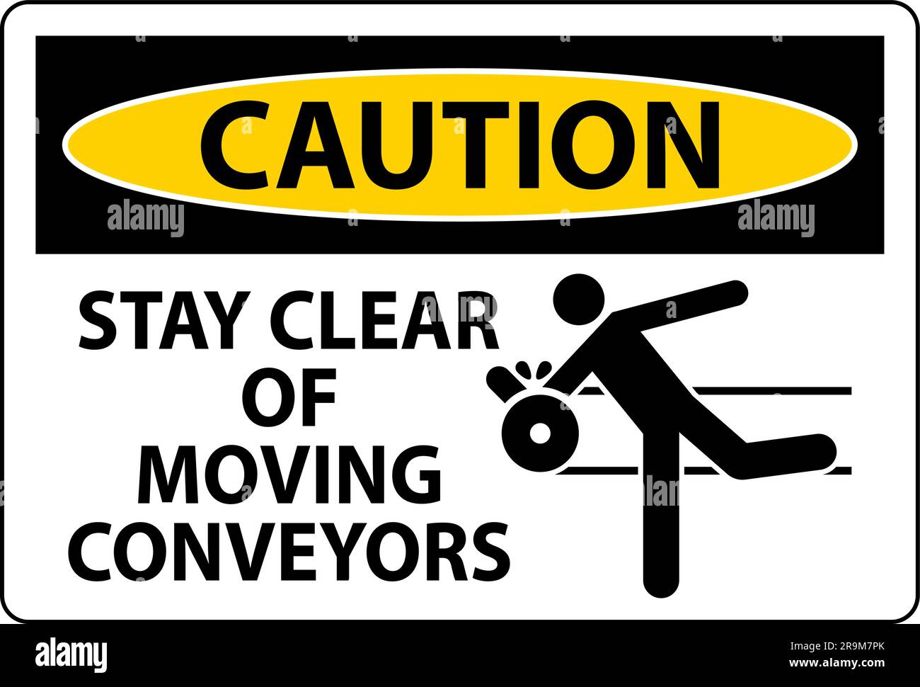 Caution sign moving conveyor hi-res stock photography and images - Alamy