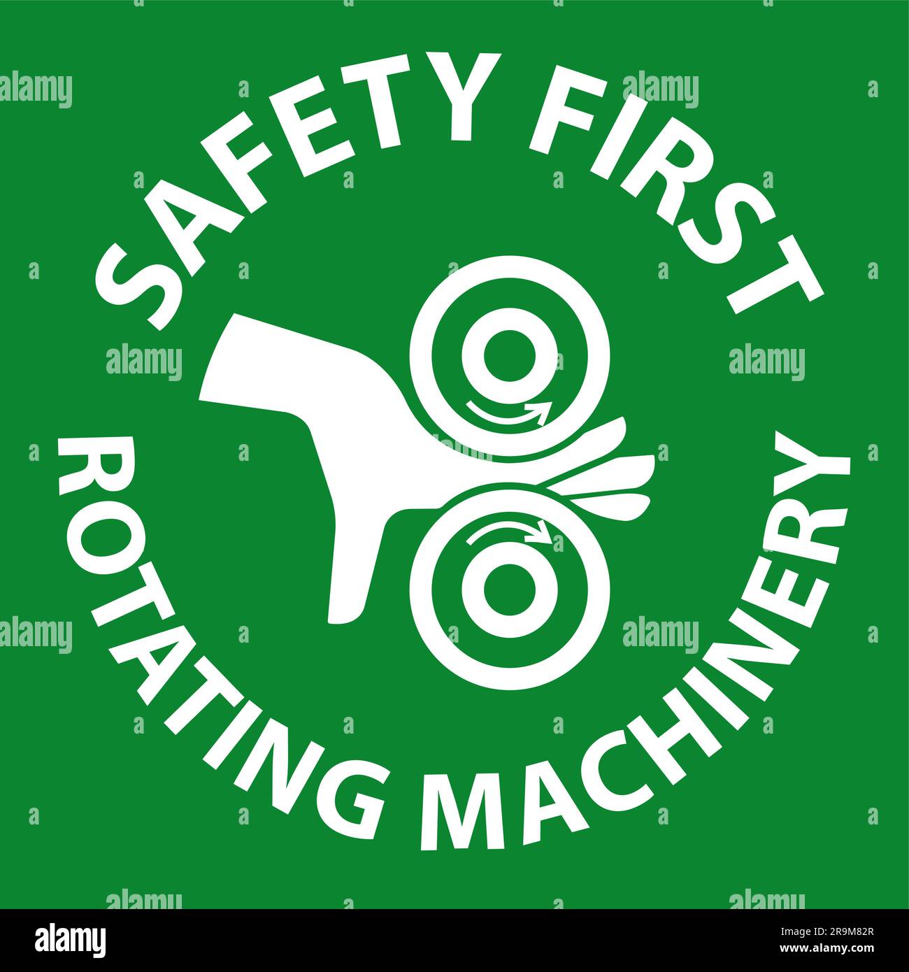 Safety First Sign Rotating Machinery Keep Hands Away Stock Vector Image ...