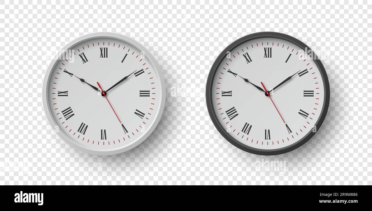 Vector 3d Round Wall Office Clock with White Clock Dial Set Closeup ...