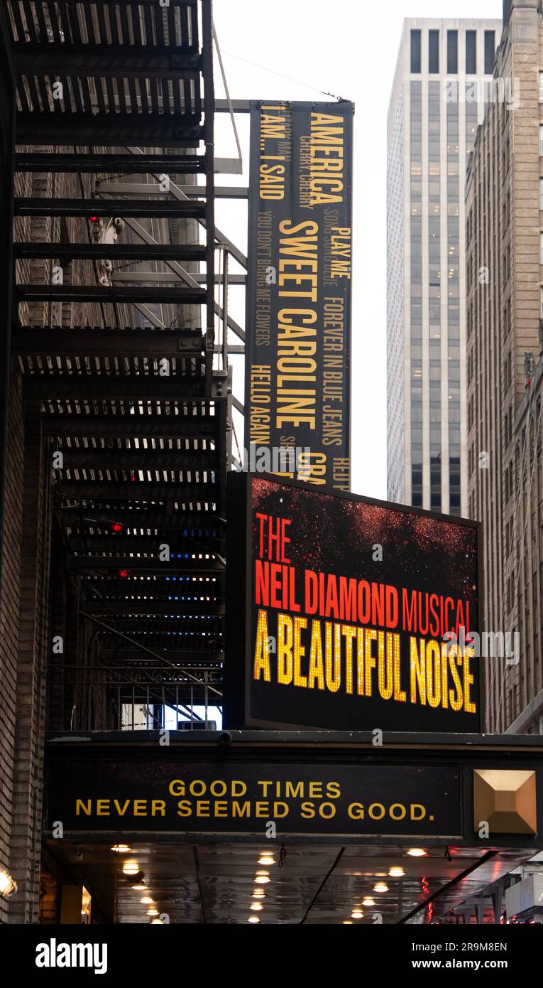 the Neil Diamond musical A Beautiful Noise at the Broadhurst theatre on ...