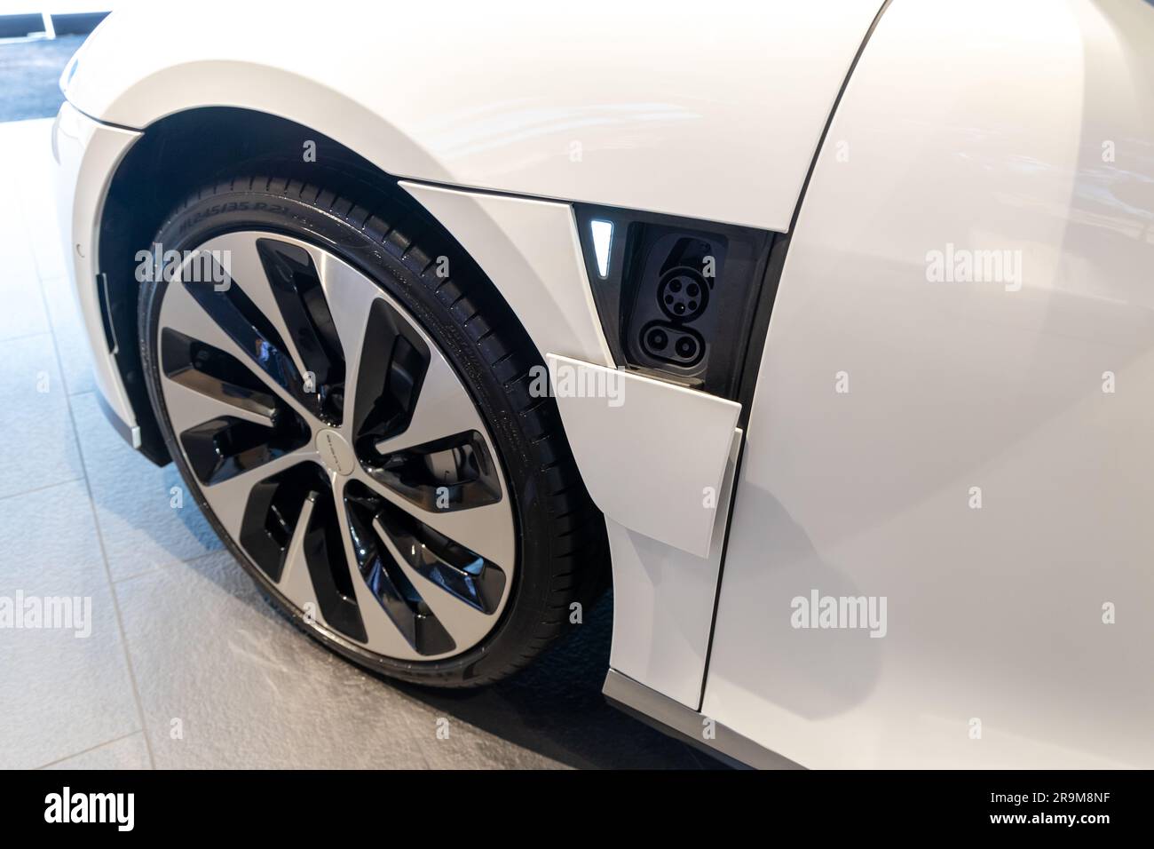 Plano Legacy West, Texas, USA - June 26, 2023: Lucid Air luxury ...