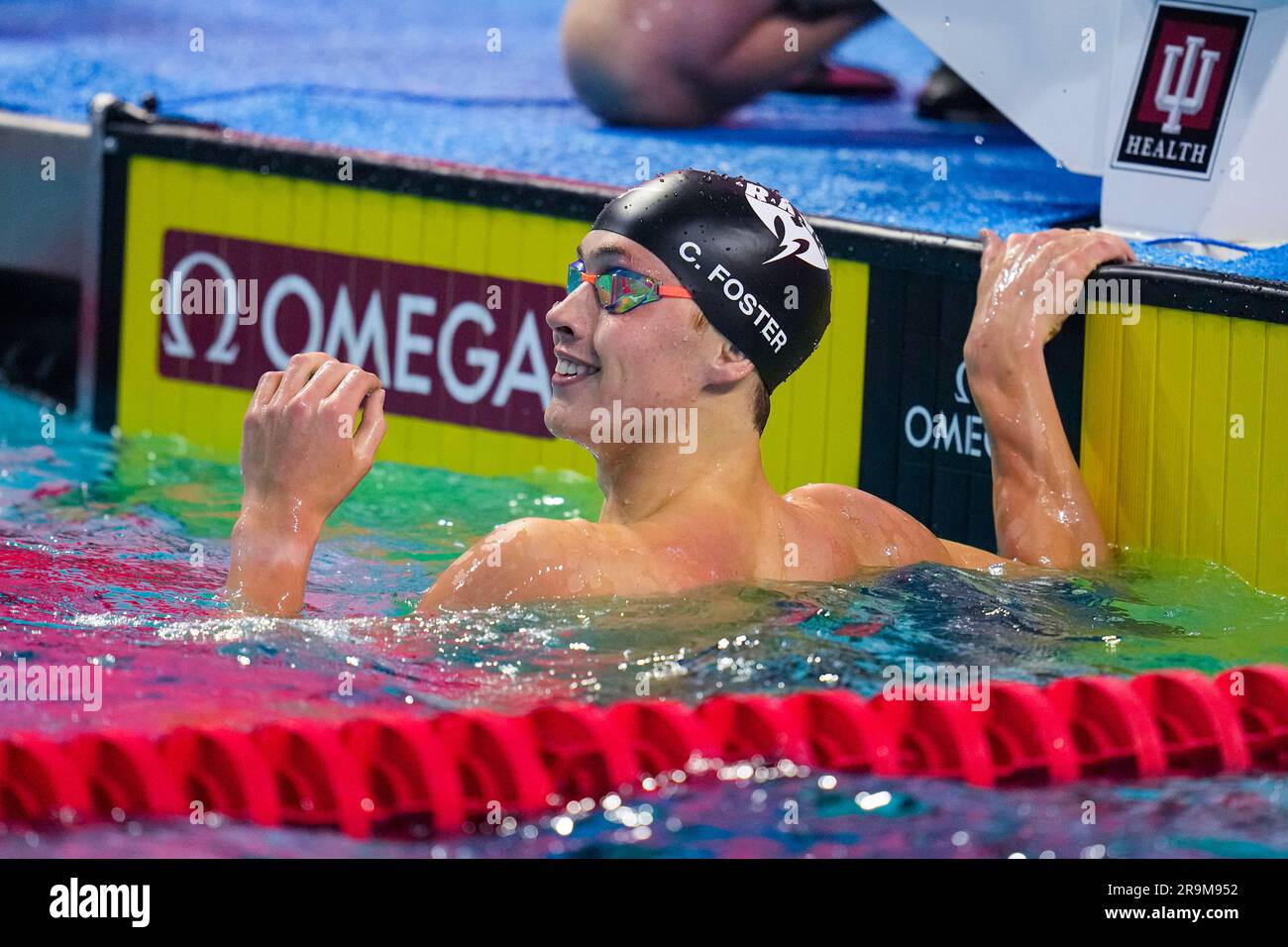 Carson Foster smiles after winning the men's 200-meter butterfly at the ...