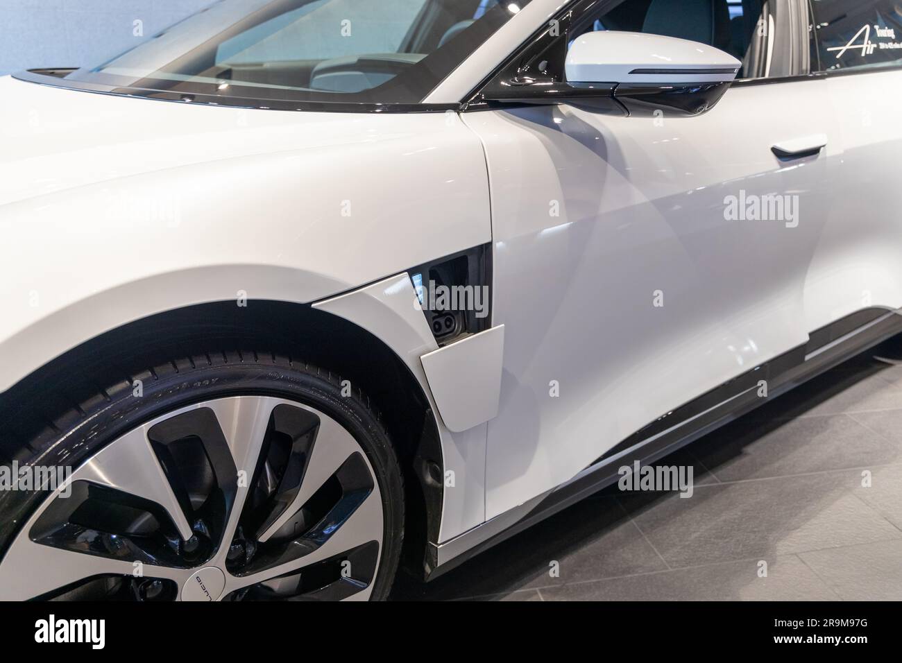 Plano Legacy West, Texas, USA - June 26, 2023: Lucid Air luxury ...