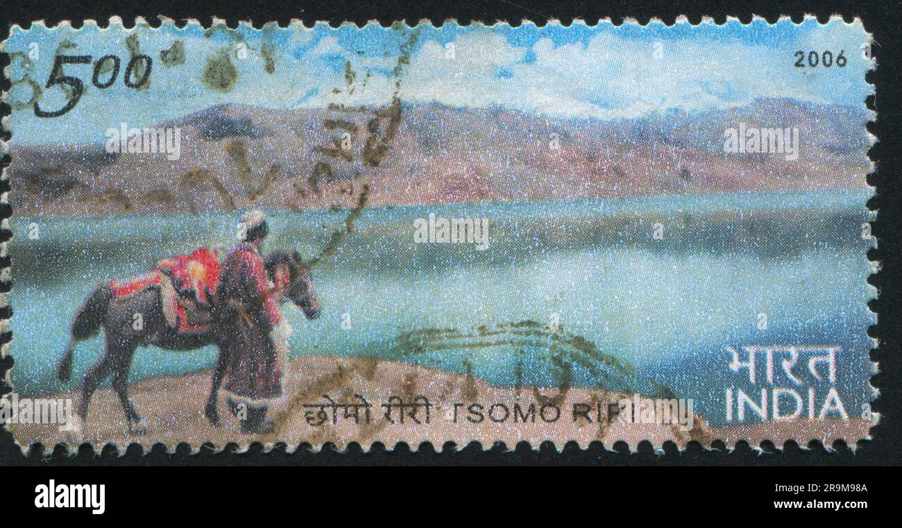 INDIA - CIRCA 2006: stamp printed by India, shows Tsomo Riri lake ...