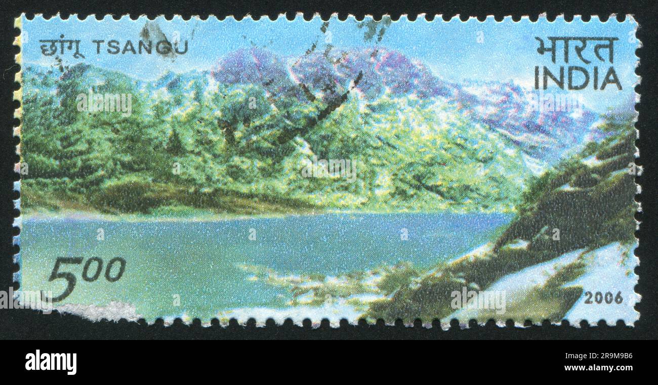 INDIA - CIRCA 2006: stamp printed by India, shows Tsangu Lake, circa ...