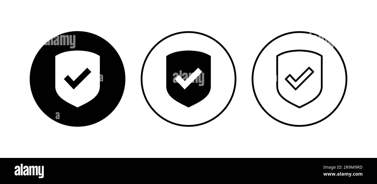 Shield check mark icon set. Protection approve sign. Safe icon vector Stock Vector Image & Art ...
