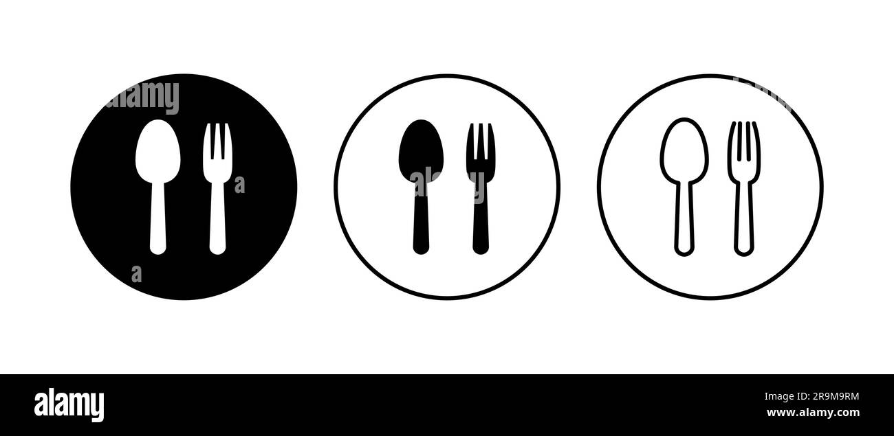 spoon and fork icon set. spoon, fork and knife icon vector. restaurant ...