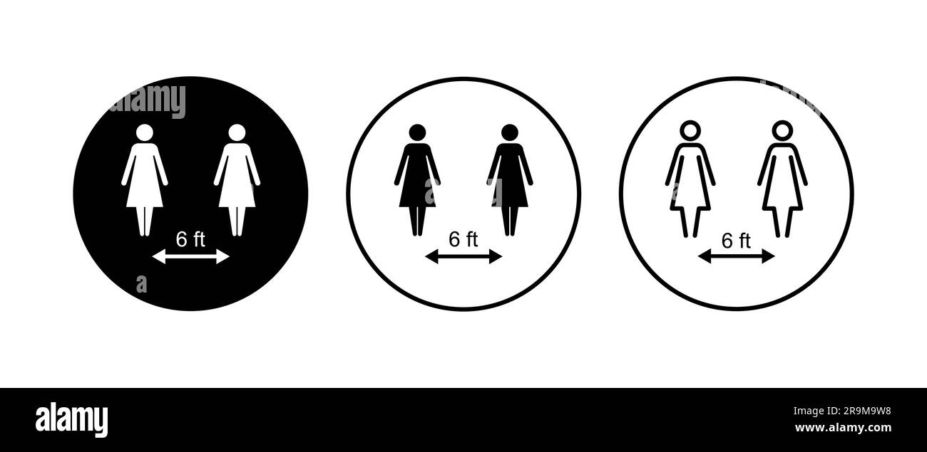 Social distancing icon set. social distance icon. self quarantine sign ...