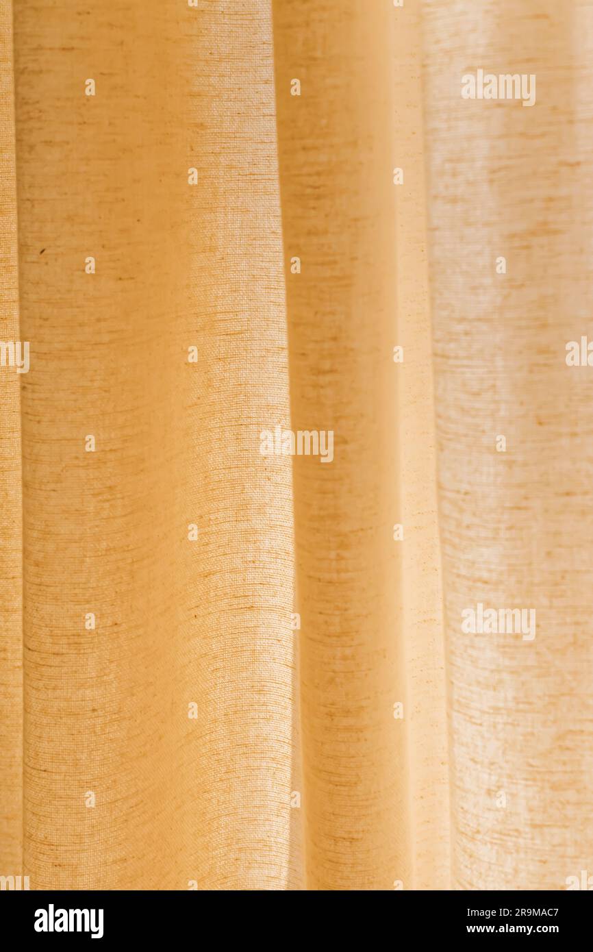 Close-up texture of beige natural linen fabric or curtain Stock Photo ...