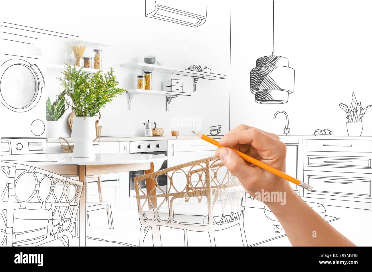 Kitchen detail drawing Cut Out Stock Images & Pictures - Alamy