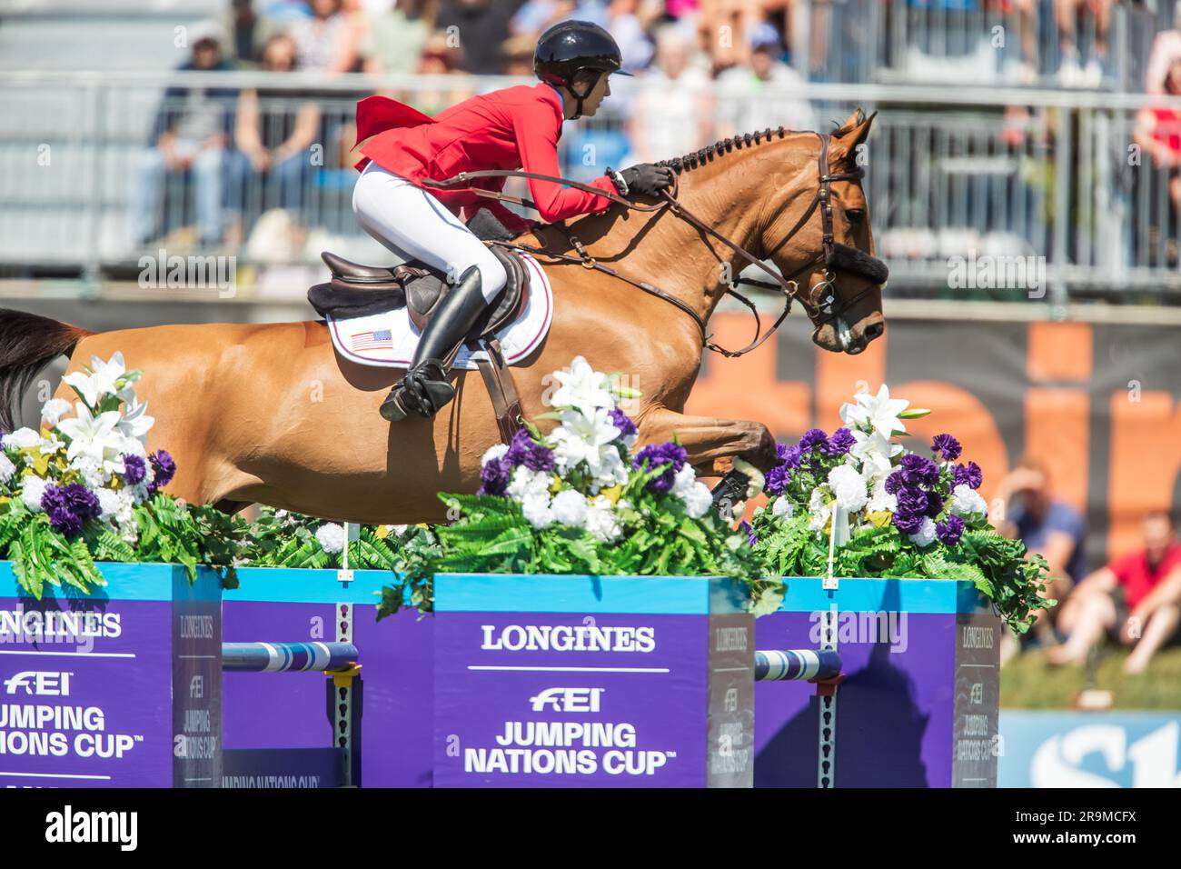 Charlotte Jacobs of Team USA competes in the FEI Nations Cup on June 6 ...